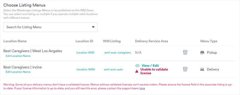 My delivery license wasn't validated, what can I do?
